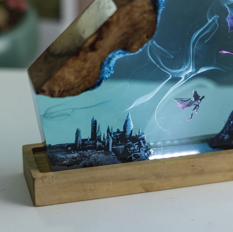 Resin Wood Art Lamp, Resin Night Light, Mystery Epoxy Lamp, Magic World ...
