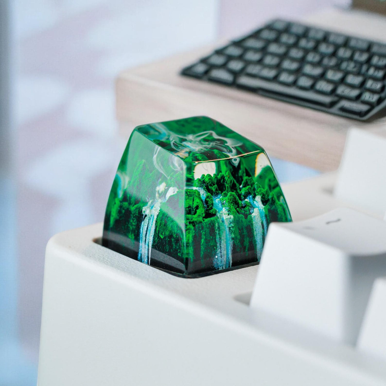 Artisan Forest Keycap: Epoxy Resin, Green Cherry MX Keycap Set - Etsy