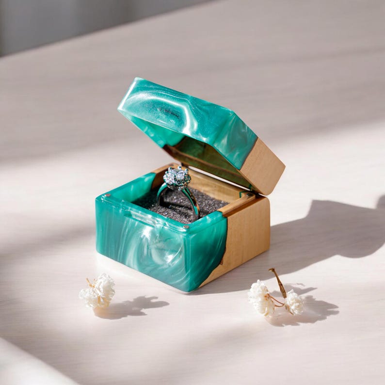 Handmade Wooden Resin Ring Box: Engagement Ring Proposal - Etsy UK