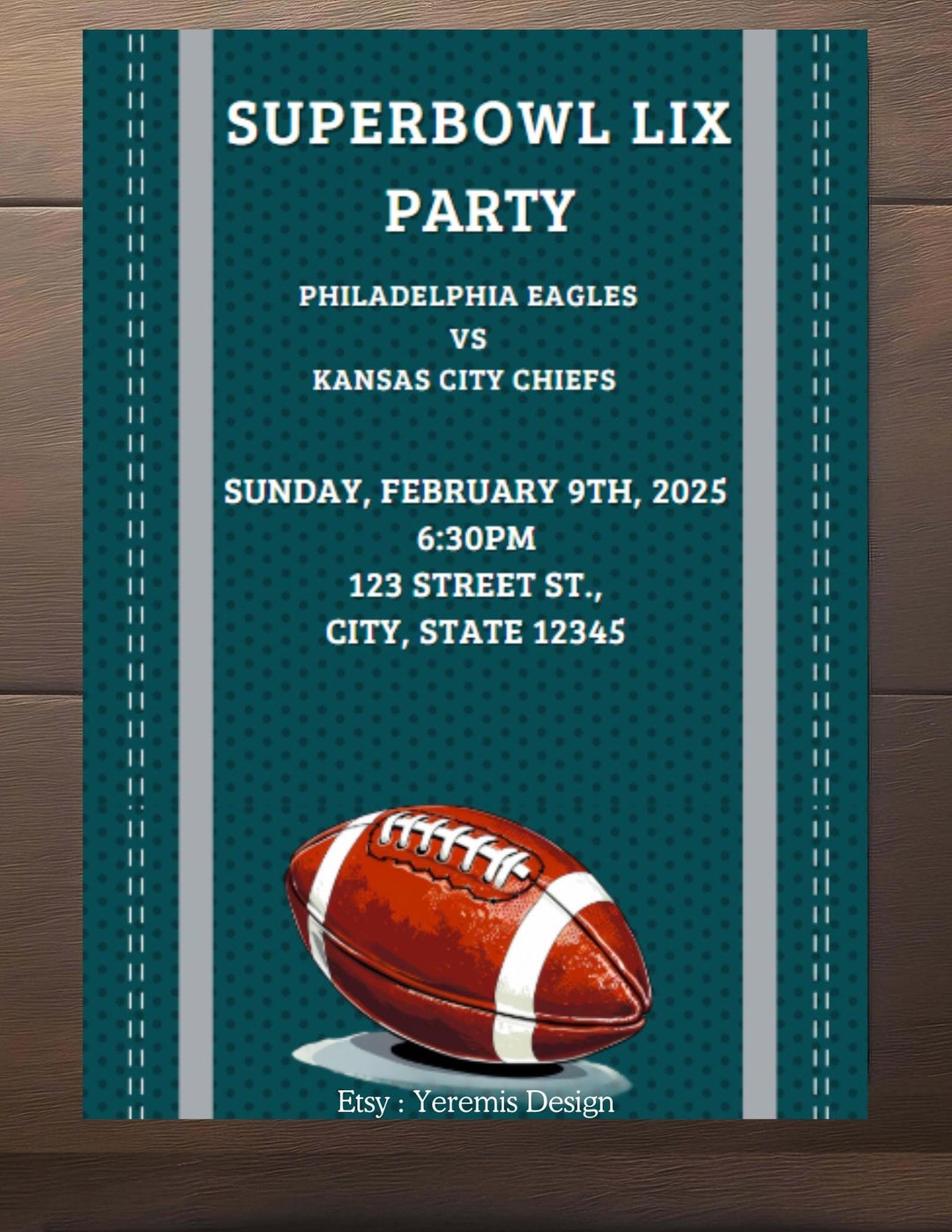 Superbowl Party Invitation Eagles Chiefs Game PDF Instant Digital ...