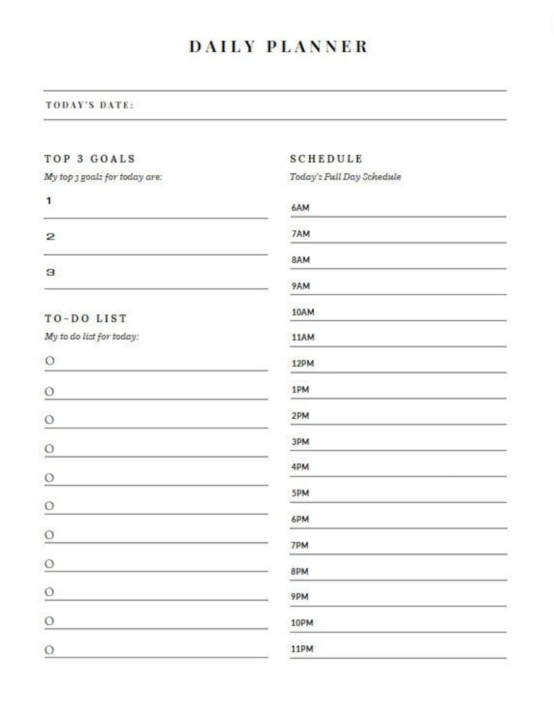 Daily Planner Printable PDF Instant Digital Download - Etsy