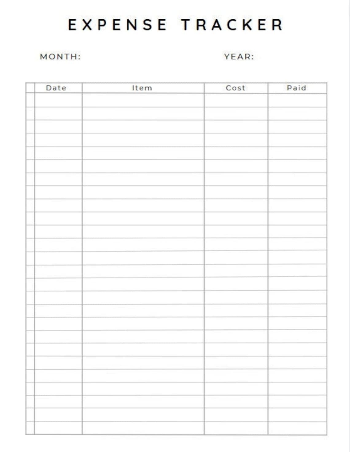 Expense Sheet Tracker Printable PDF Instant Download - Etsy