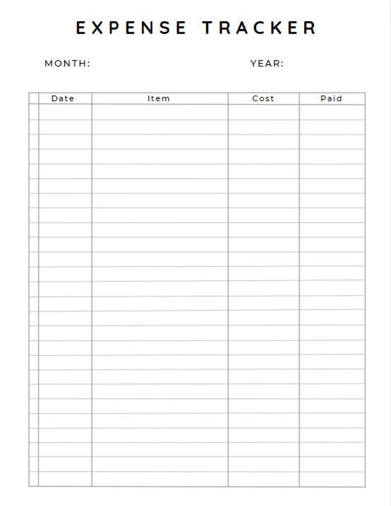 Expense Sheet Tracker Printable PDF Instant Download - Etsy