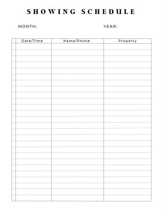 Showing Schedule Tracker Instant Printable PDF Digital Download - Etsy