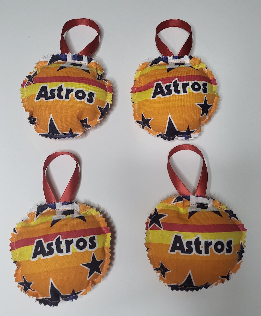 Houston Astros Fabric Christmas Ornaments 4 Piece Set Round - Etsy