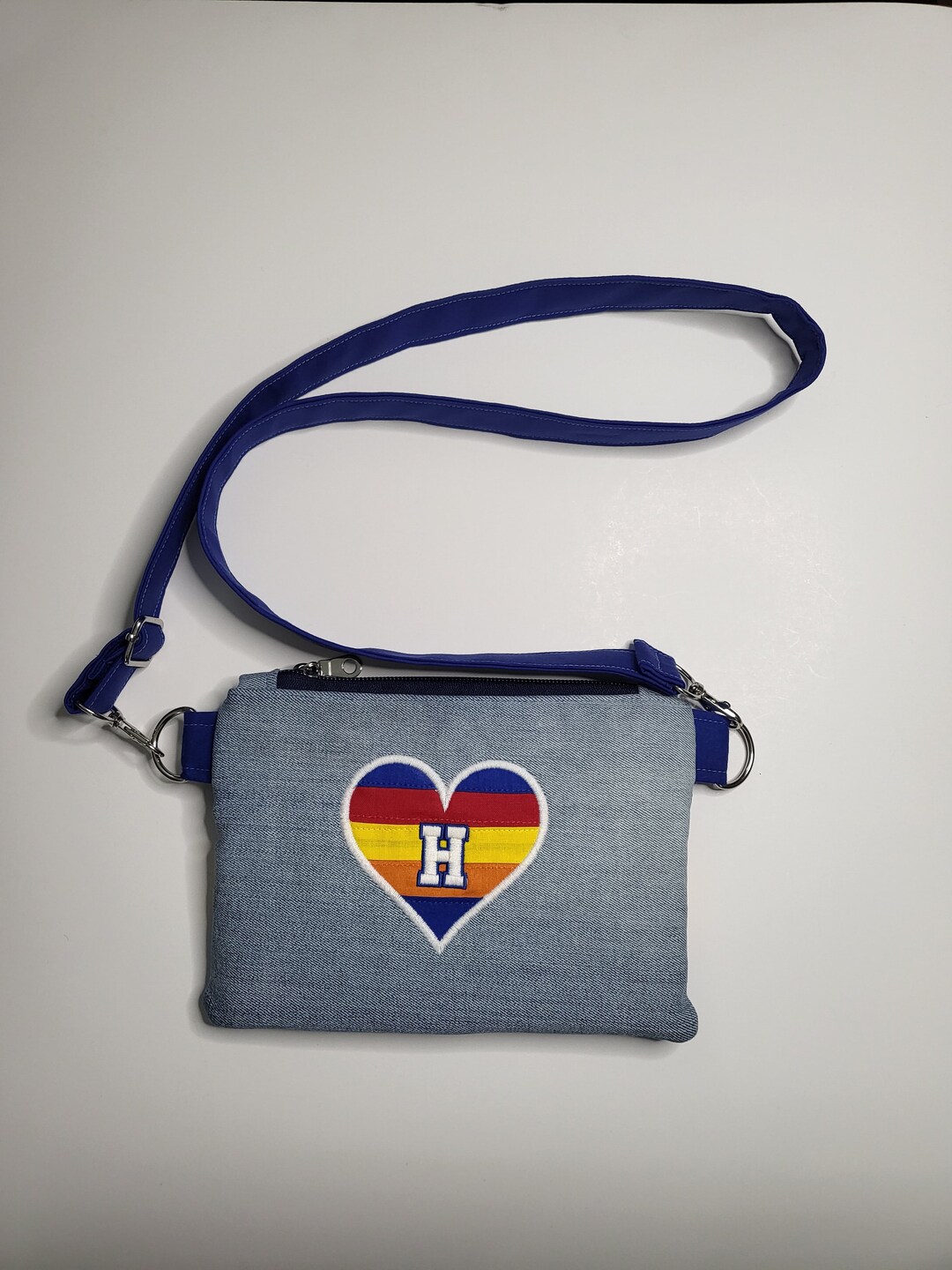 Crossbody Purse With Houston Astros Colors Made With Recycled Denim - Etsy