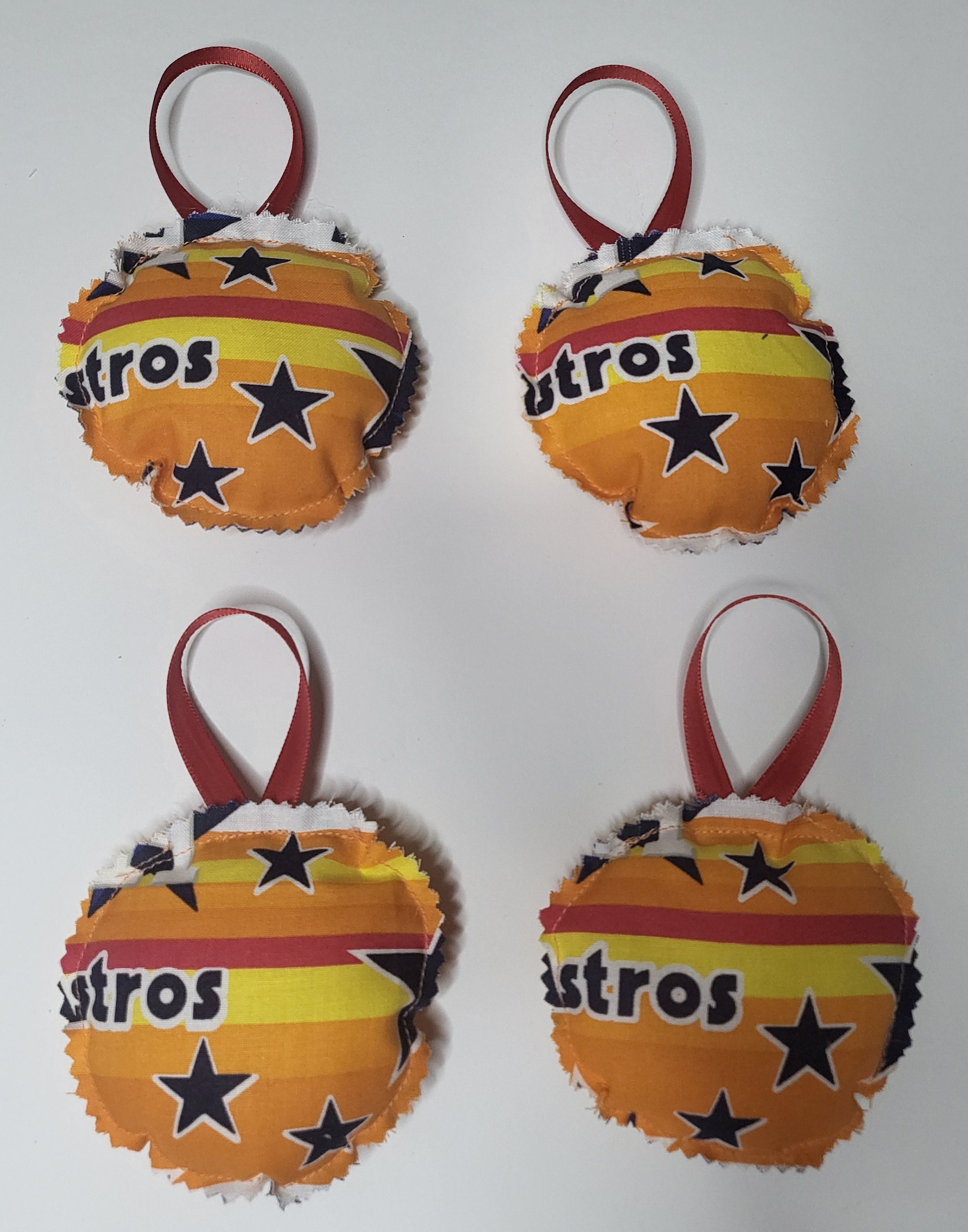 Houston Astros Fabric Christmas Ornaments 4 Piece Set Round - Etsy