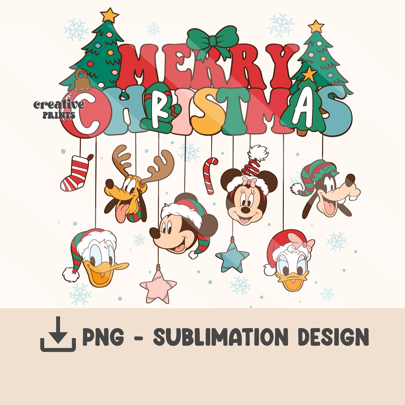 Merry Christmas Mouse Ornaments PNG, Christmas Sublimation Design ...