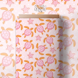 Pink Sea Turtles Seamless File, Summer Seamless Pattern for Fabrics ...