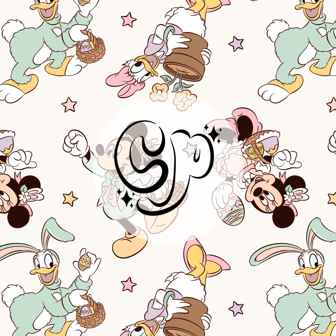 Mouse and Friends Easter Seamless Pattern, Easter Seamless File for Fabric Sublimation, Bunny ...