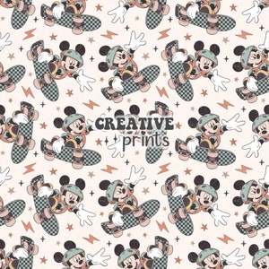 Mouse Skateboard Seamless Pattern, Mouse Seamless File for Fabric ...