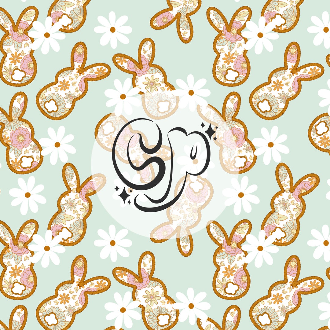 Daisy Peeps Easter Seamless File, Easter Bunnies Seamless Pattern ...
