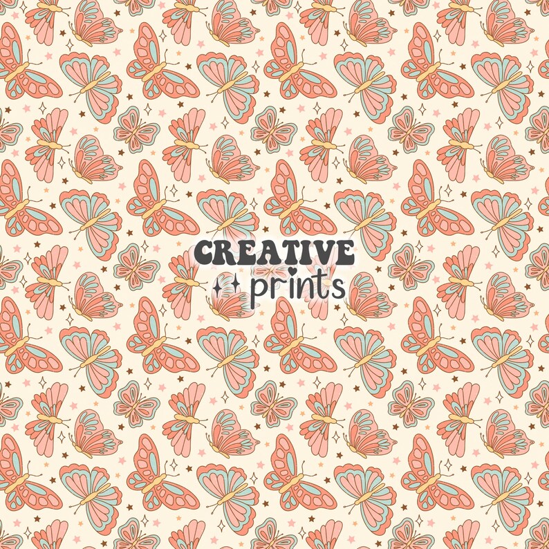 Spring Retro Butterflies Seamless Repeating Pattern for Fabric - Etsy