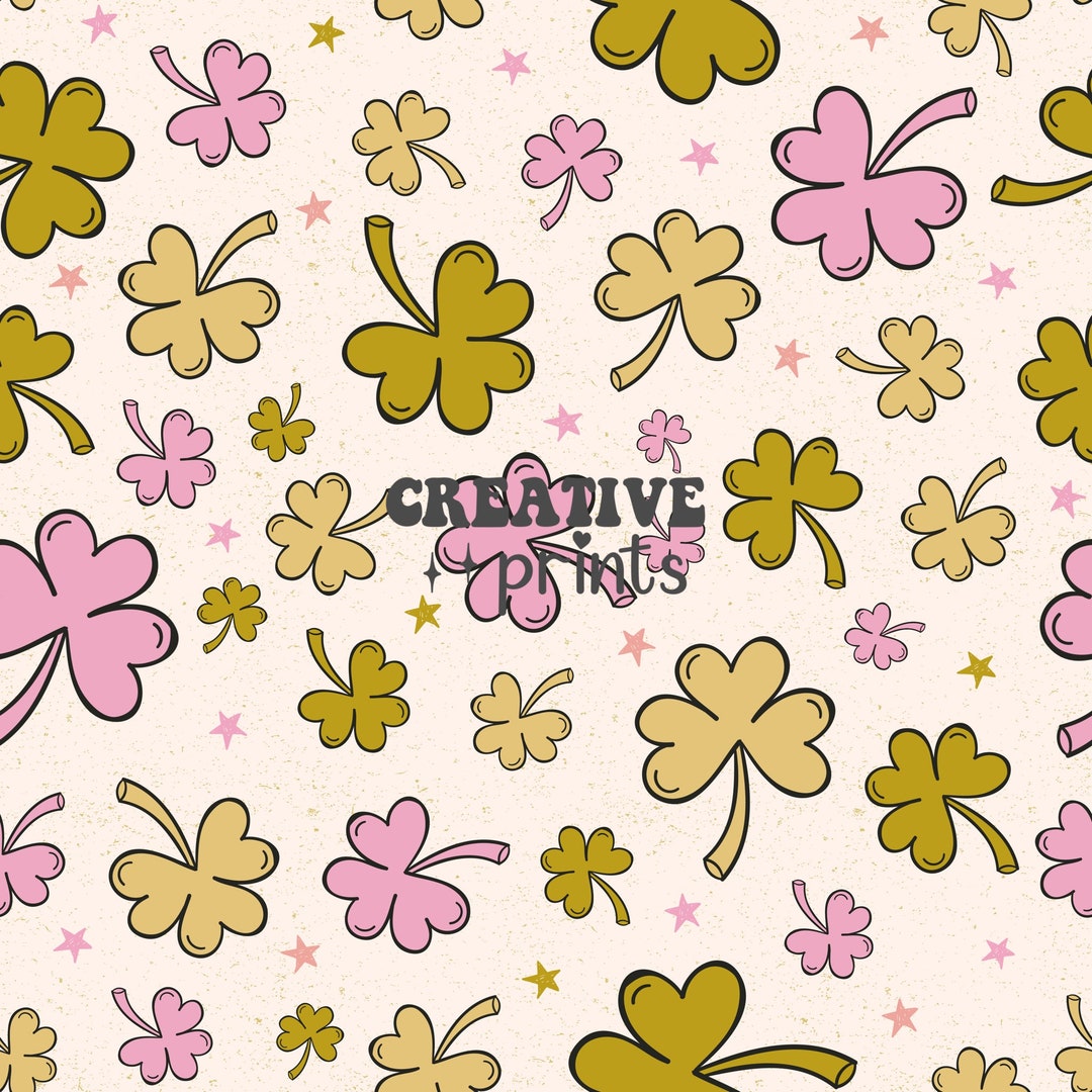 Pink Shamrock St Patrick’s Day Seamless Pattern, St Paddys Seamless ...