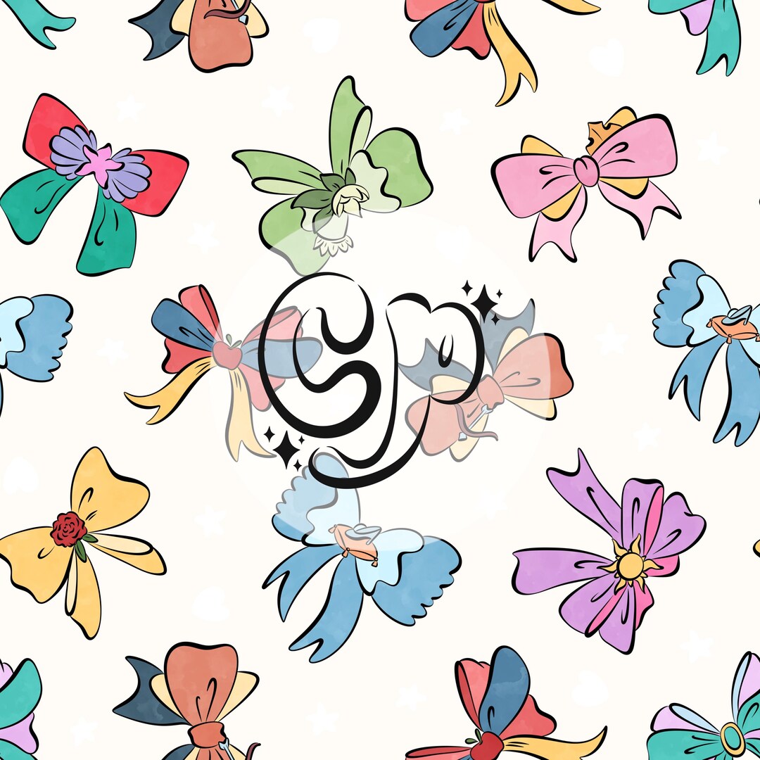 Princess Bows Seamless File, Magical Bows Seamless Pattern, Coquette ...