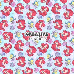 Little Mermaid Seamless Pattern, Seamless Repeat Pattern for Fabric ...
