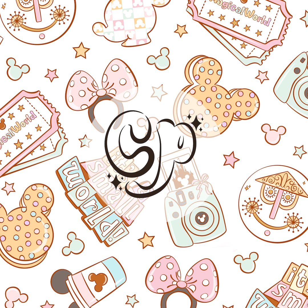 Magical World Seamless File, Pastel Colors Mouse Parks Seamless Pattern ...