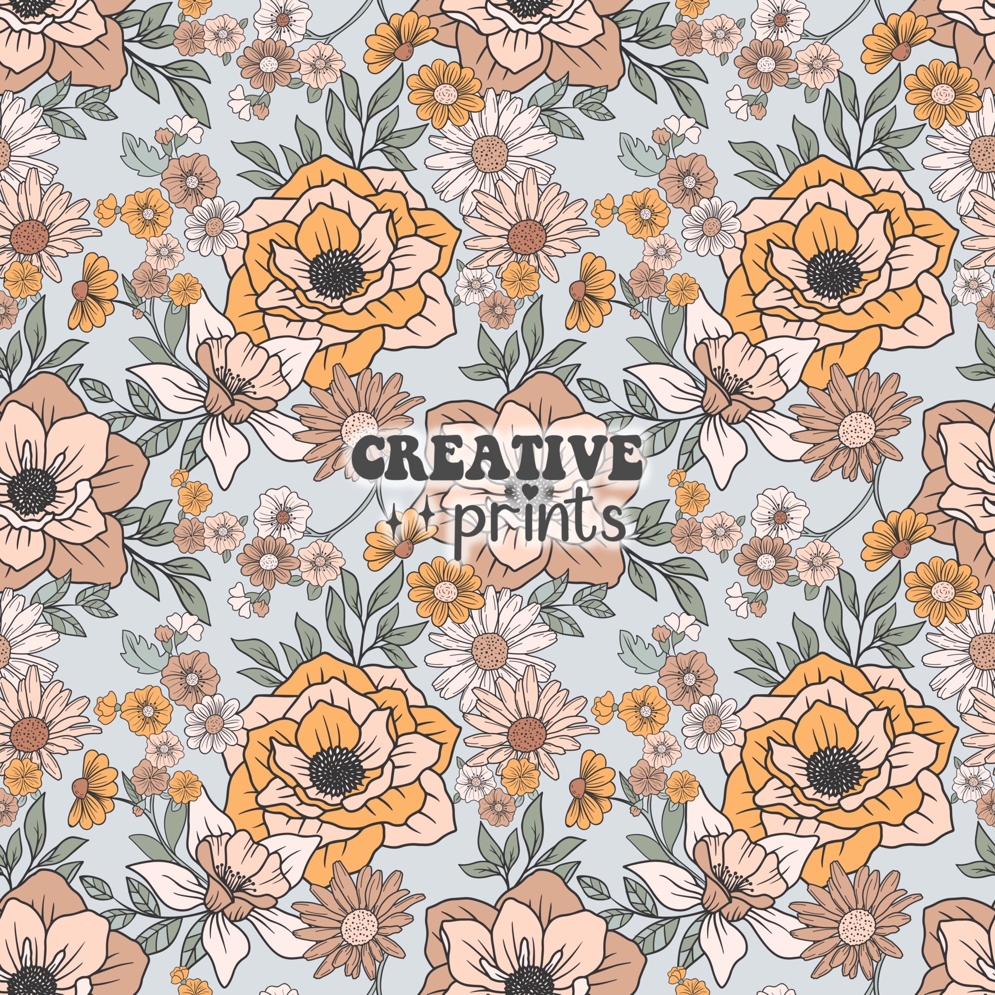 Boho Floral Seamless Pattern, Retro Floral Seamless Pattern, Floral ...