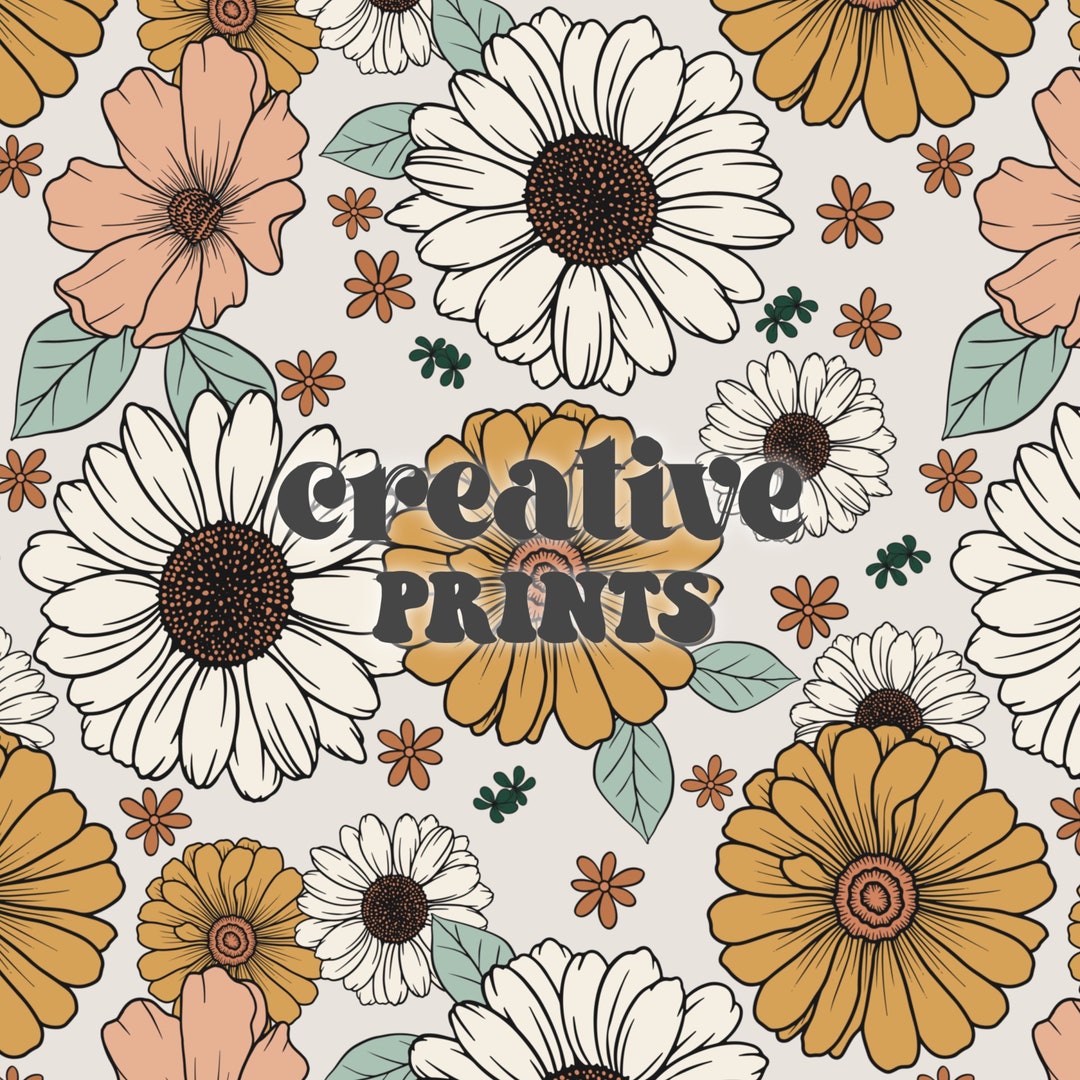 Daisies Retro Flowers Seamless Pattern, Floral Seamless Pattern Design ...