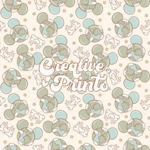 Earth Day Seamless Pattern, Mouse Earth Ears Seamless File for Fabrics ...