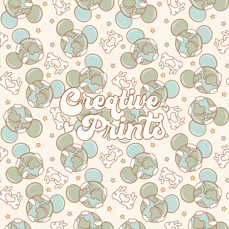Earth Day Seamless Pattern Mouse Earth Ears Seamless File for - Etsy