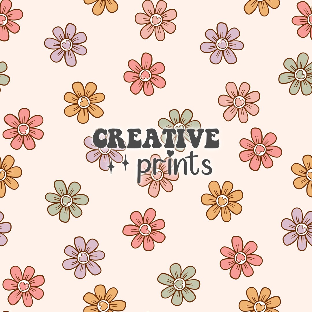 Spring Flowers Seamless Pattern, Flowers With Hearts Seamless File ...