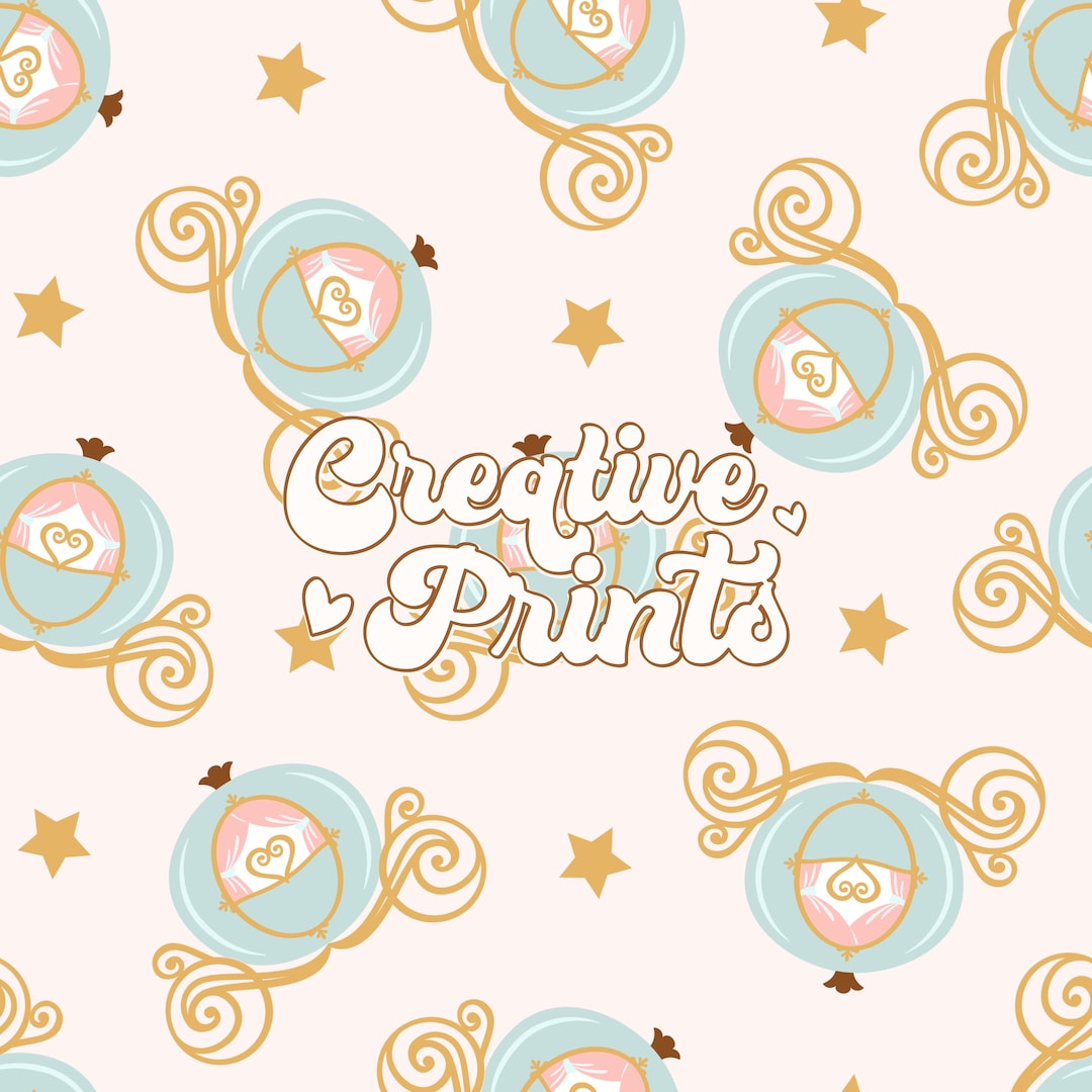 Princess Seamless Pattern, Magical Carriage Seamless File for Fabrics ...