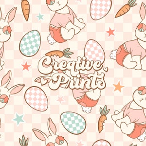 Seamless Pattern Easter Groovy Bunny Repeat Pattern File for Fabric ...