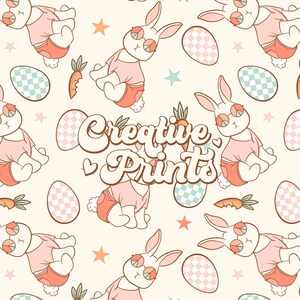 Seamless Pattern Easter Groovy Bunny Repeat Pattern File for Fabric ...