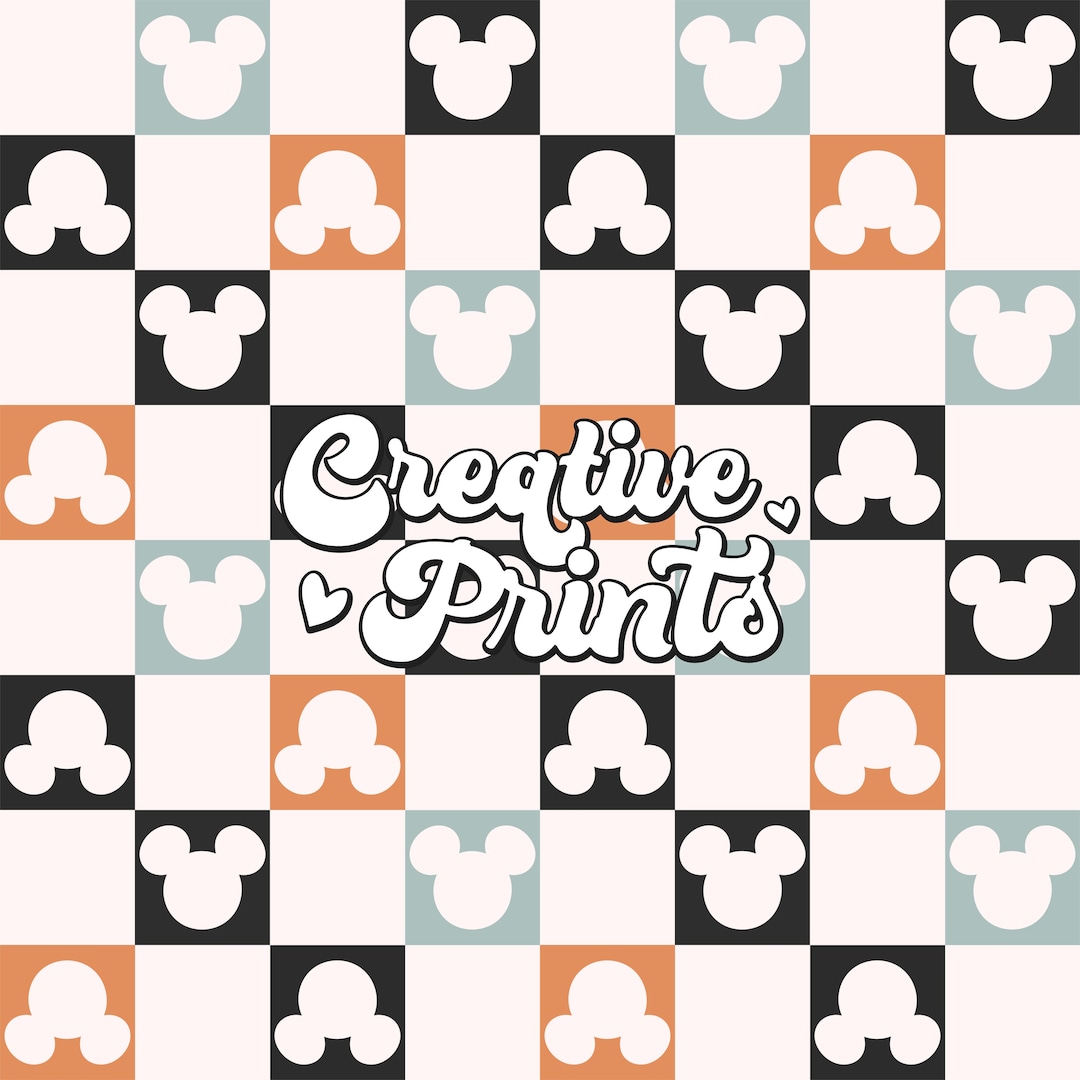 Mouse Ears Checkered Pattern, Checkerboard Seamless Pattern, Halloween ...