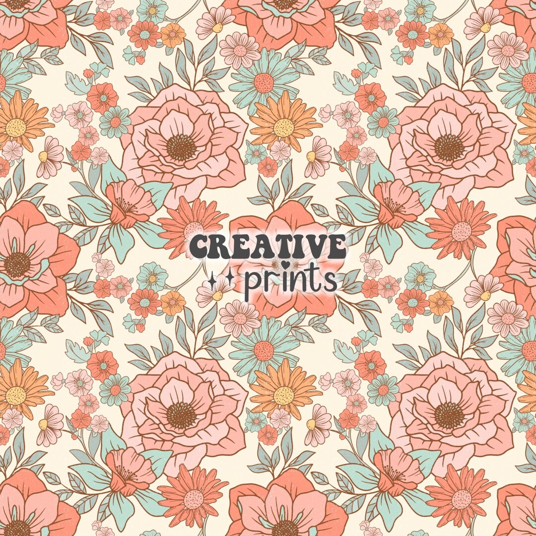 Boho Floral Seamless Pattern, Retro Floral Seamless Pattern, Floral ...