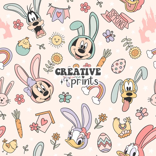 Mouse and Friends Easter Seamless Pattern Easter Seamless - Etsy