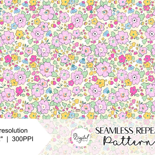 Floral Seamless Pattern Floral Digital Paper Fabric - Etsy