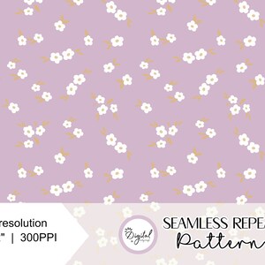 Craft Supplies & Tools Ditsy Daisy Lilac Seamless Repeat Pattern Boho ...