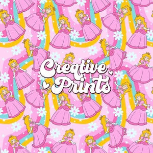 Princess Seamless Pattern, Peach Seamless File, Seamless Repeat Pattern ...