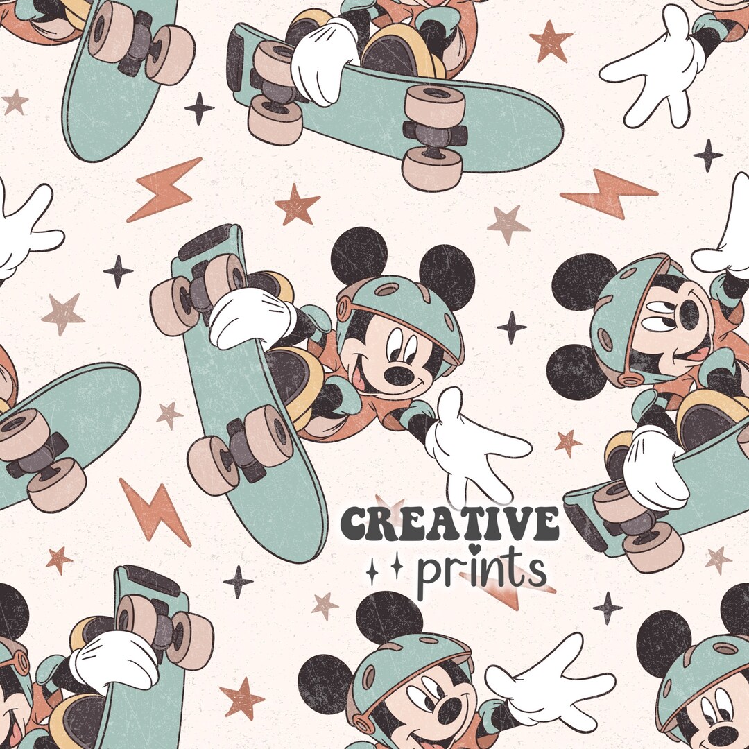 Mouse Skateboard Seamless Pattern, Mouse Seamless File for Fabric ...