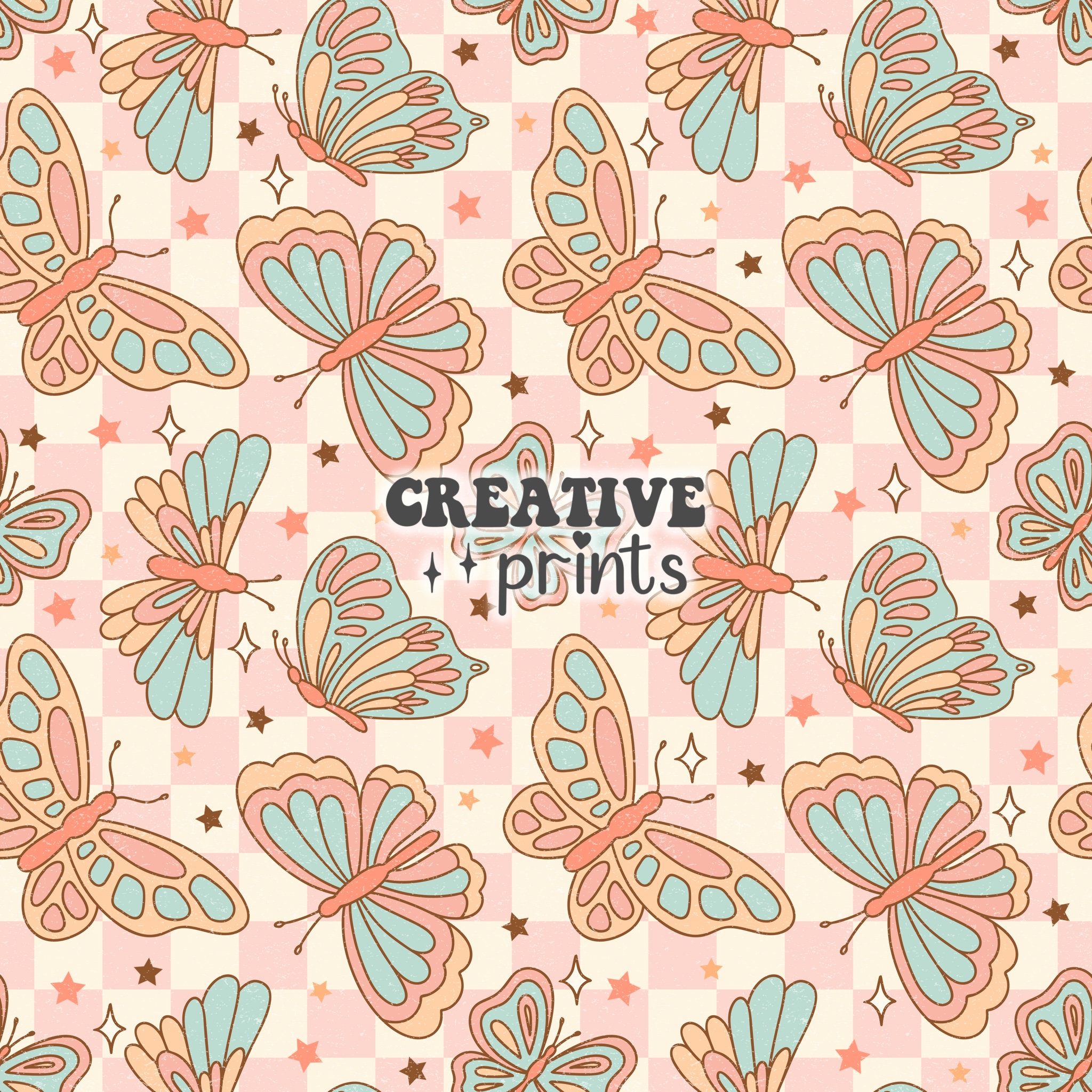 Spring Retro Butterflies Seamless Repeating Pattern for Fabric - Etsy