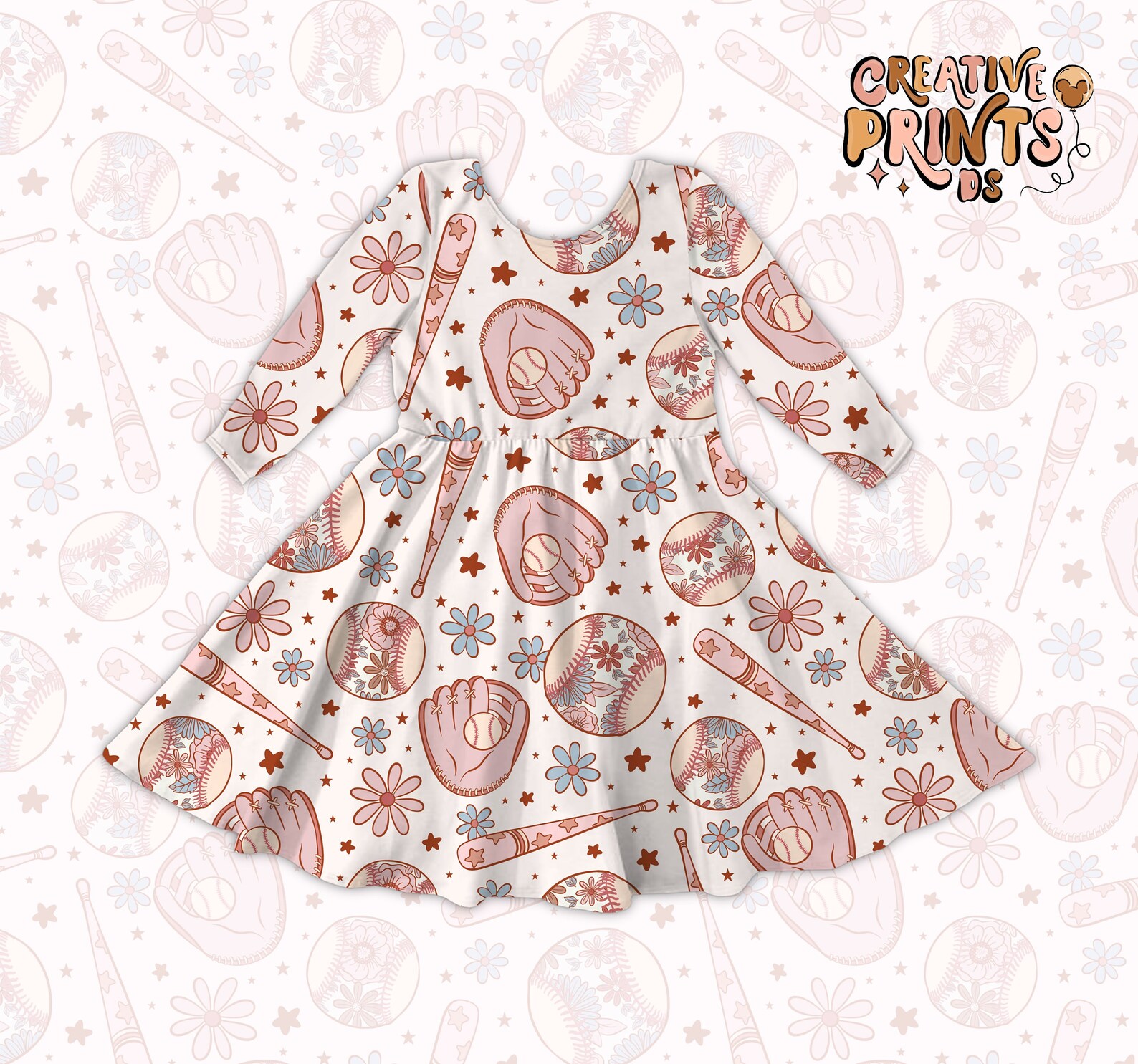 Girly Floral Baseball Seamless Pattern, Baseball Pattern Baseball ...