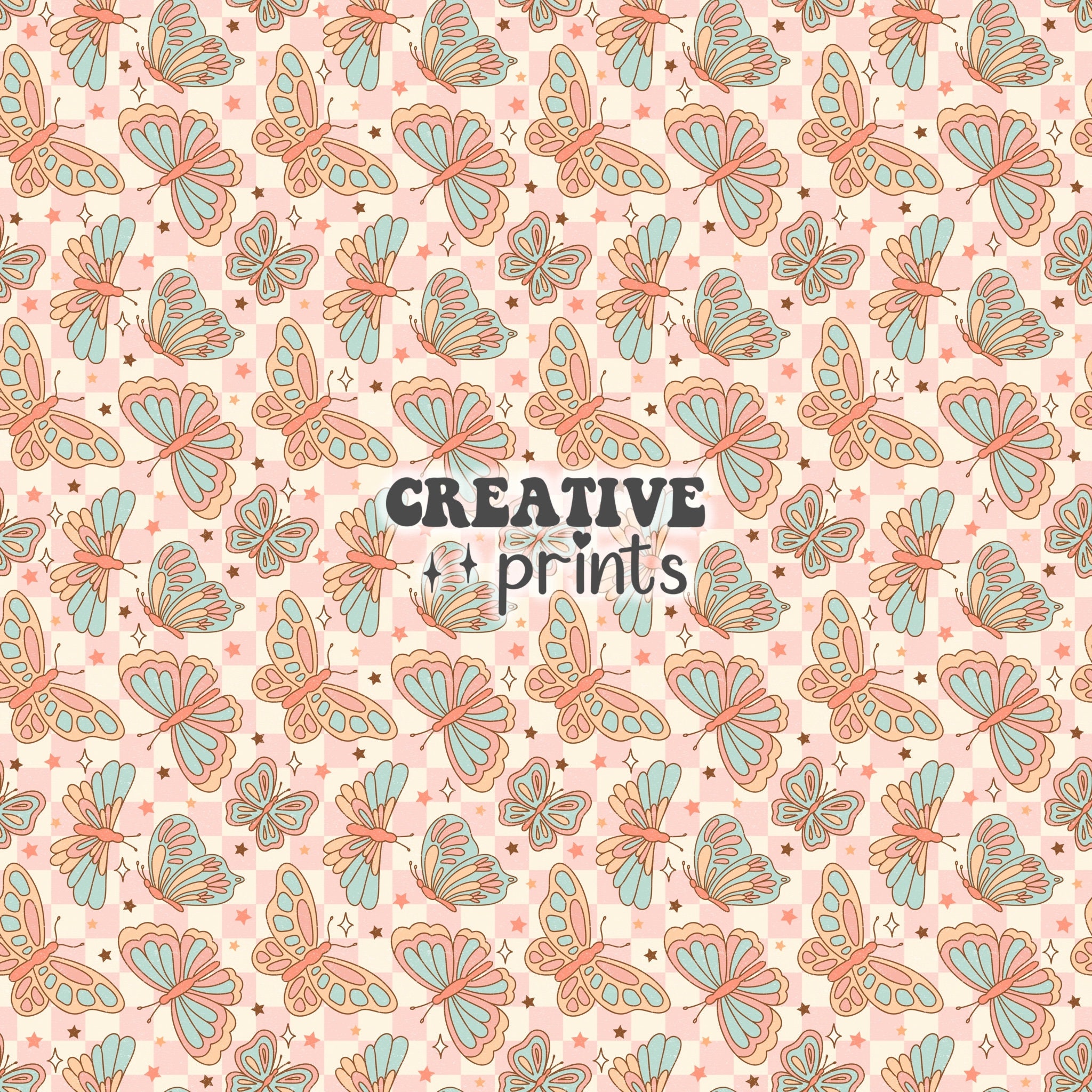 Spring Retro Butterflies Seamless Repeating Pattern for Fabric - Etsy