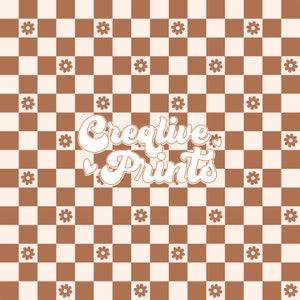 Boho Neutral Checkerboard Daisy Seamless Pattern, Retro Floral Seamless ...
