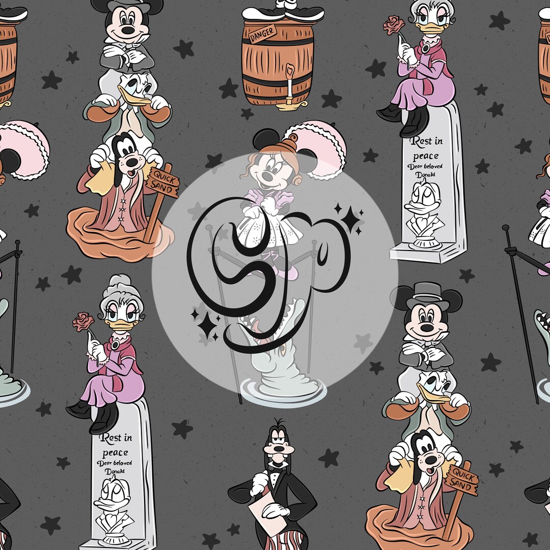 The Haunted House Mouse Friends Seamless Pattern, Magical Halloween ...