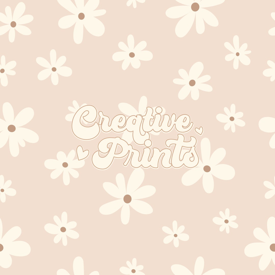 Boho Neutral Daisy Seamless Pattern, Retro Floral Seamless File for ...
