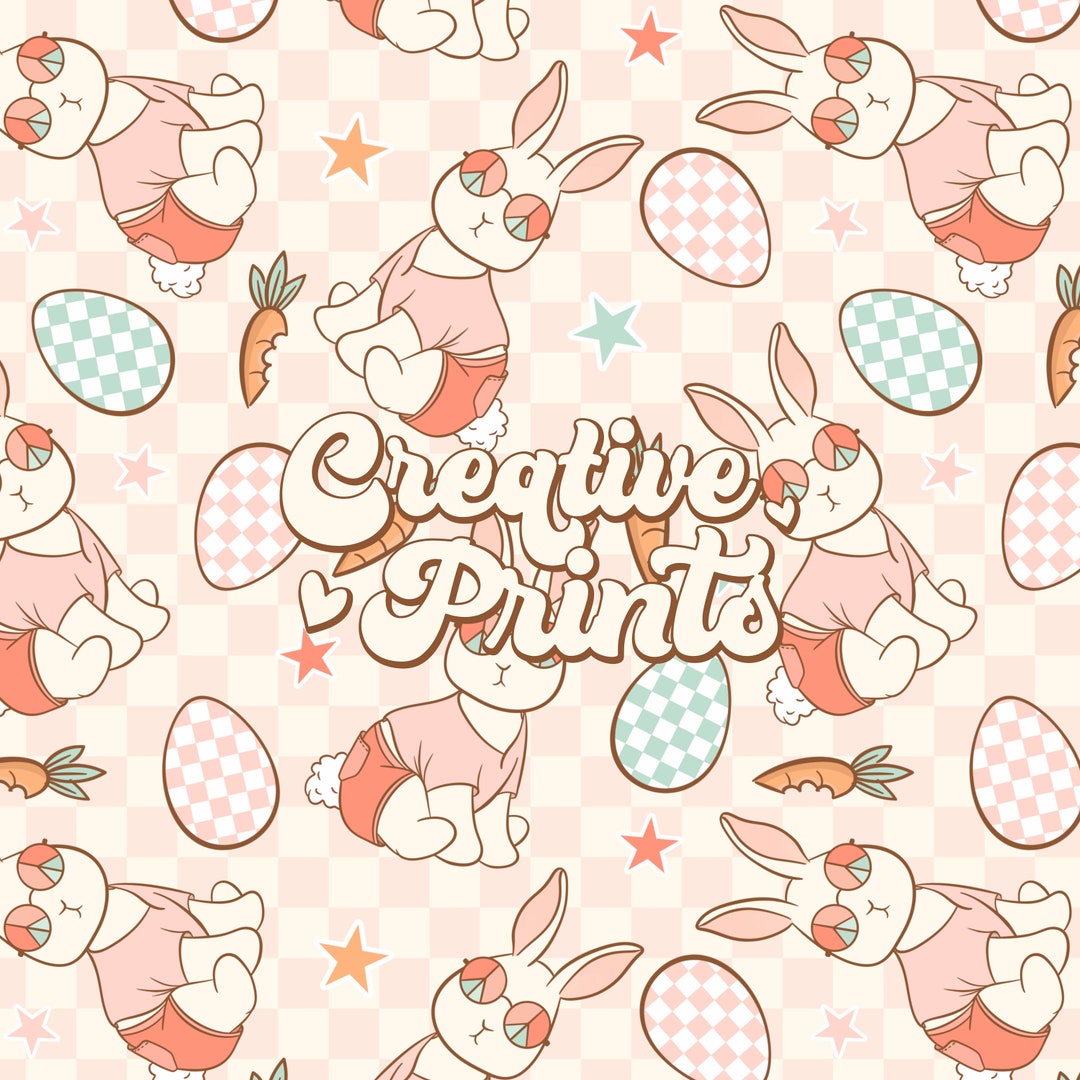 Seamless Pattern Easter Groovy Bunny Repeat Pattern File for Fabric ...