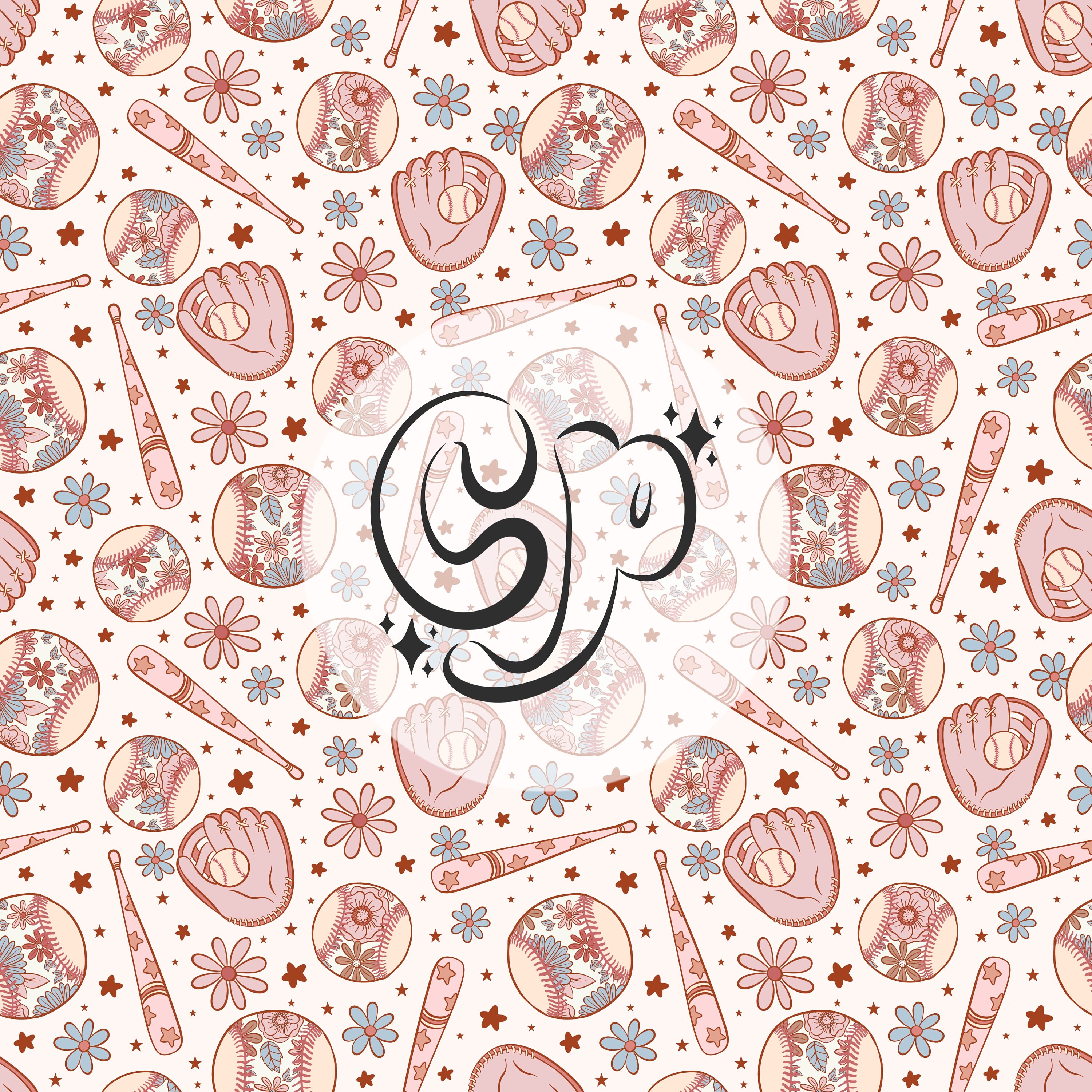 Girly Floral Baseball Seamless Pattern, Baseball Pattern Baseball ...