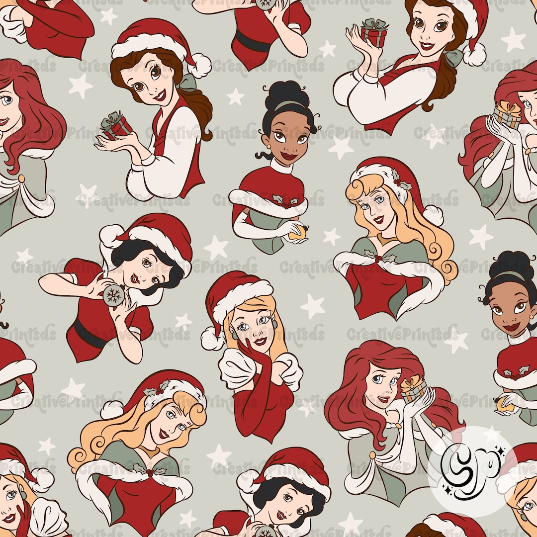 Christmas Princess Seamless Pattern, Magical Seamless File for Fabric ...