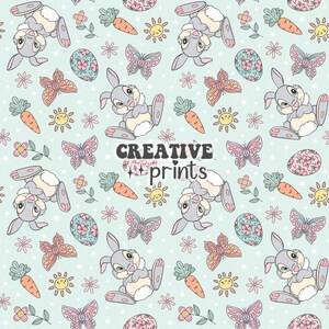 Spring Floral Bunny Seamless Pattern, Easter Cute Rabbit Seamless File ...