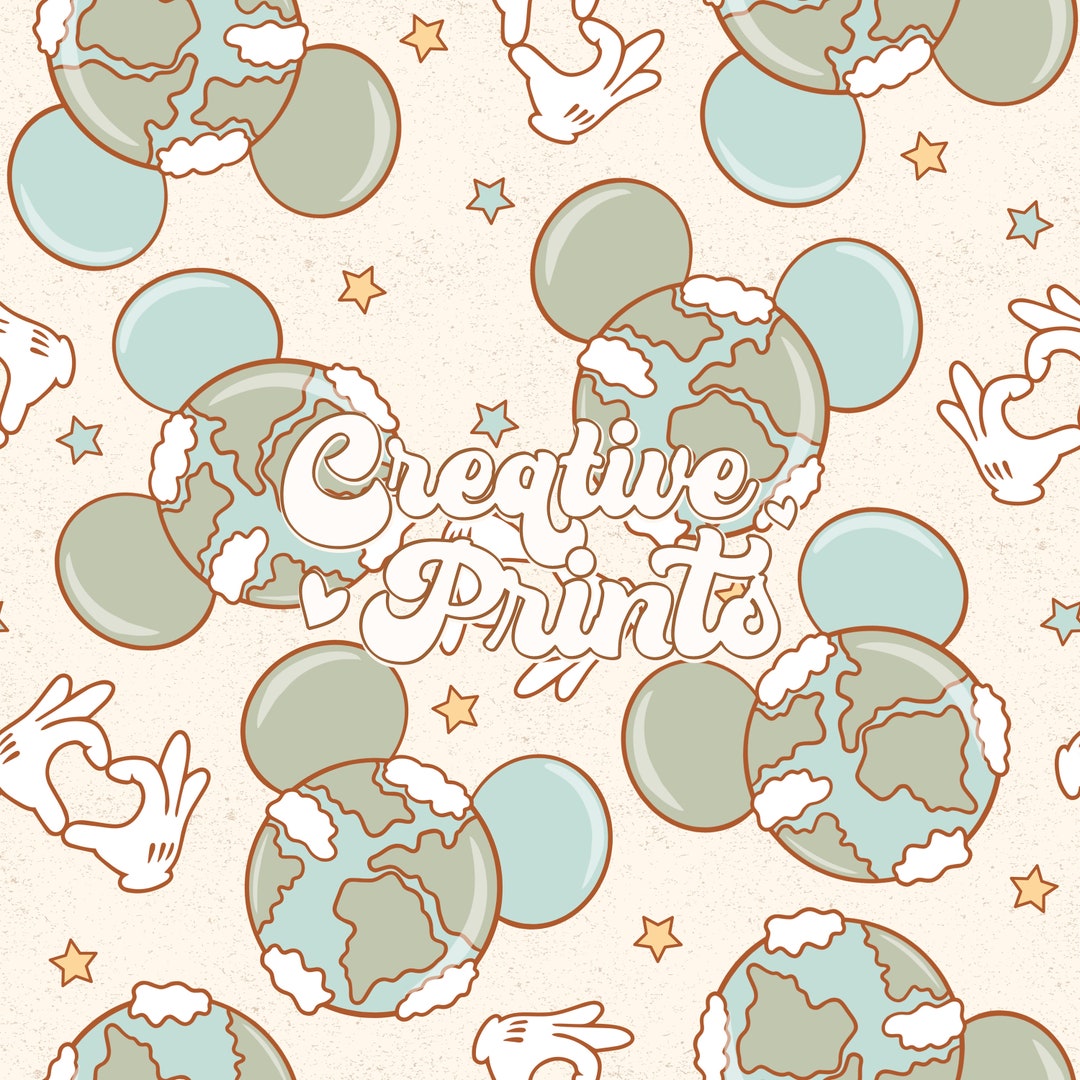 Earth Day Seamless Pattern, Mouse Earth Ears Seamless File for Fabrics ...
