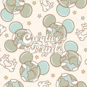 Earth Day Seamless Pattern, Mouse Earth Ears Seamless File for Fabrics ...