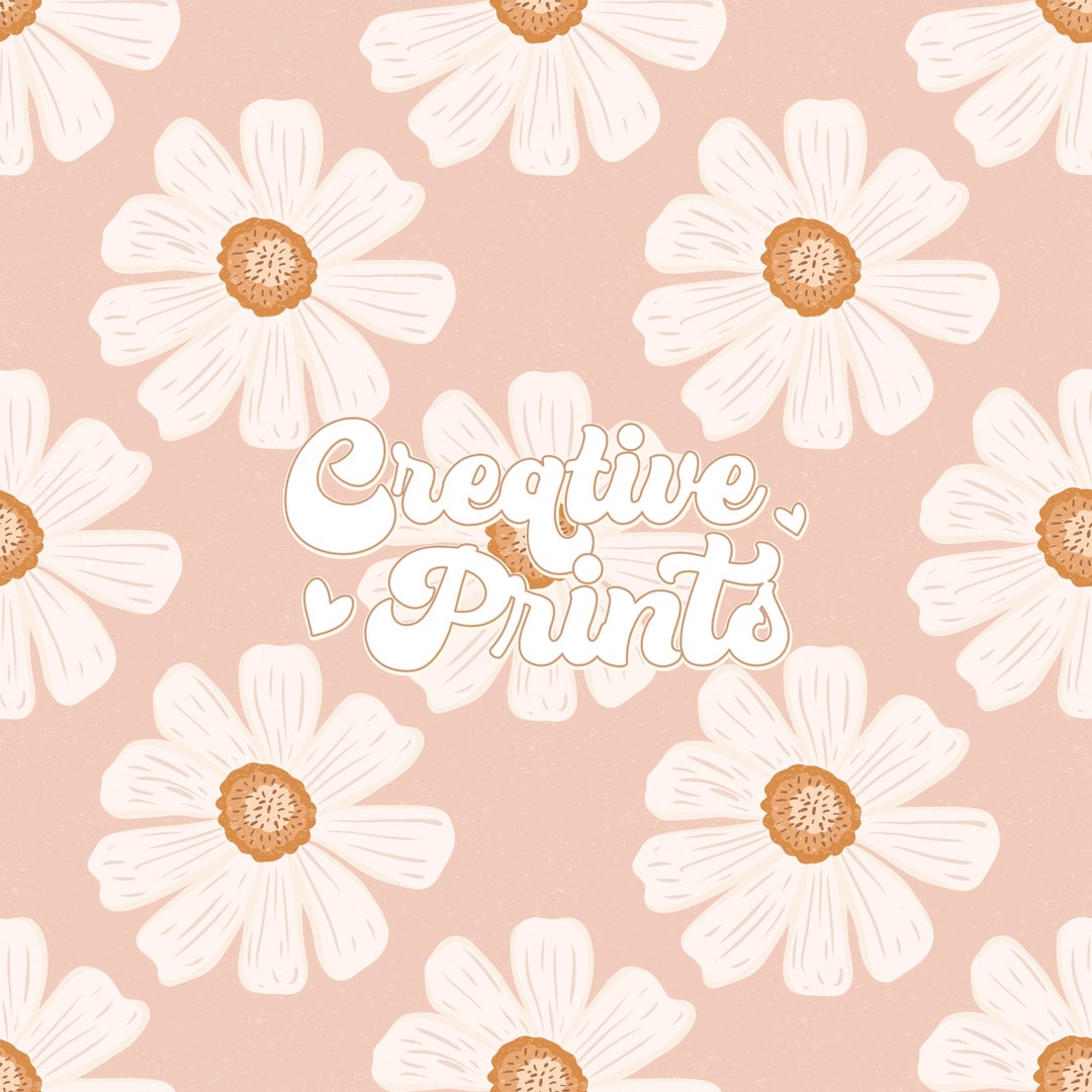 Boho Neutral Floral Seamless Pattern, Chamomile Floral Seamless File ...