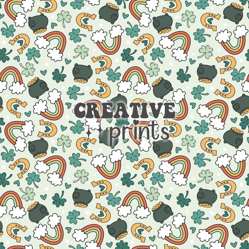 Rainbow St Patrick’s Day Seamless Pattern, St Paddys Seamless File for ...